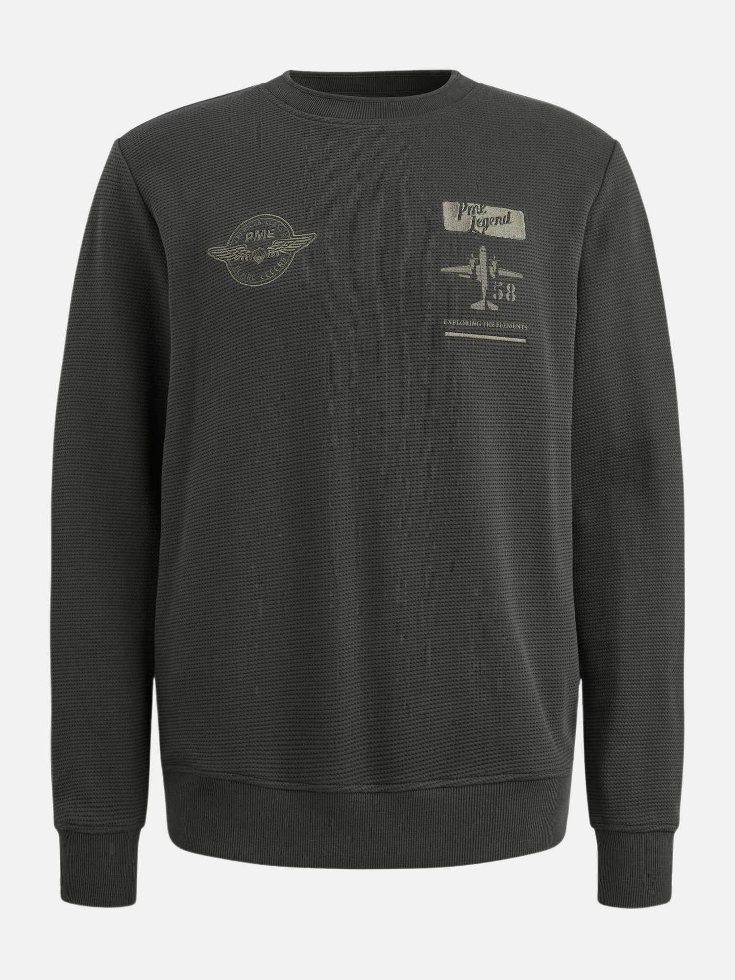 Sweatshirt mit Waffelstruktur | 9703-Dark Grey | M | PSW2510472-9703-M