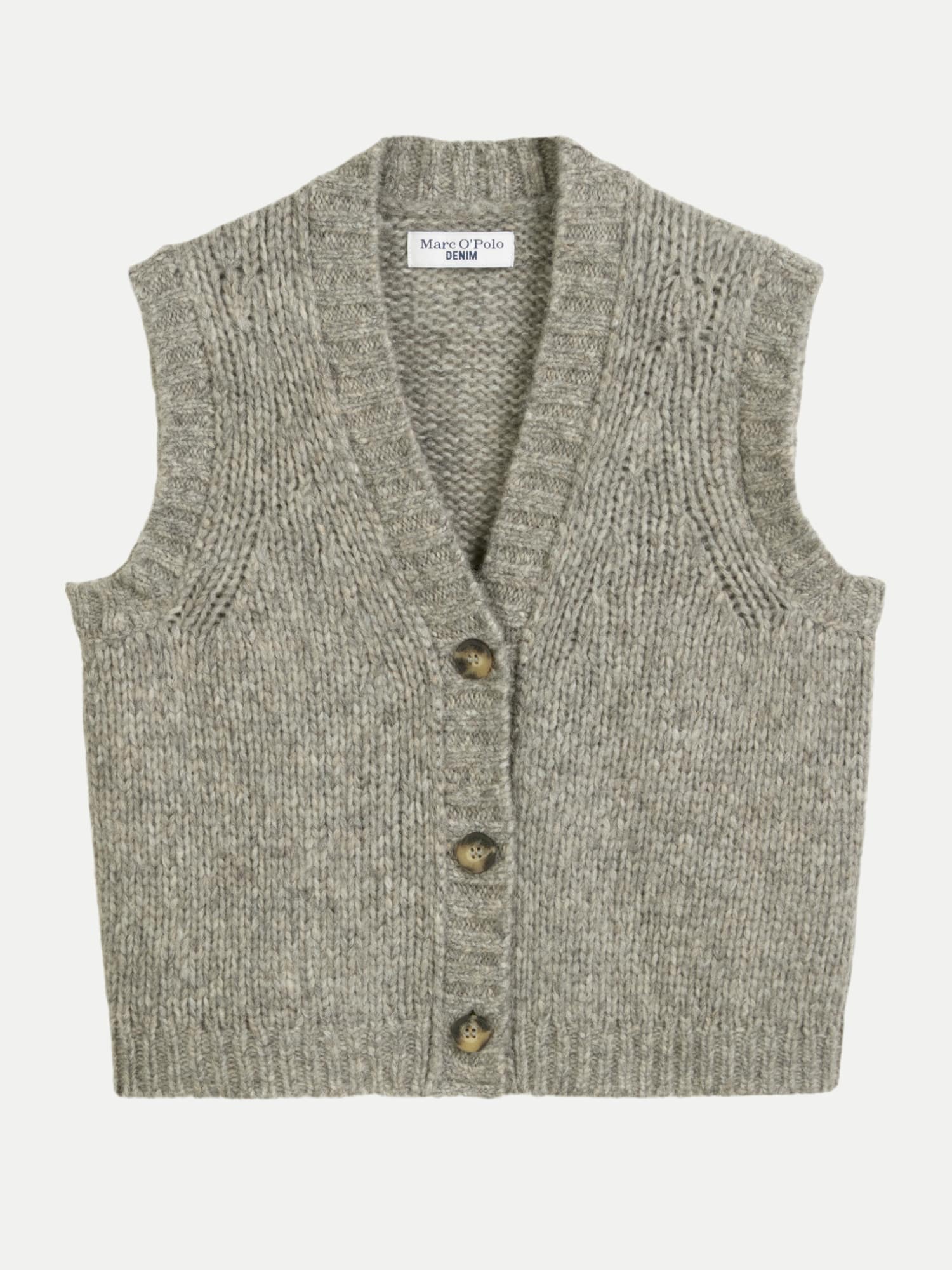 Ärmelloser Cardigan cropped | 0910-Stone Melange | S | 5000007307-0910-S